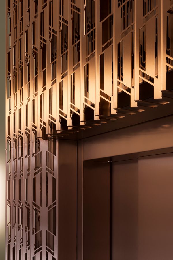 Custom-made screen, used as elevator surround in Double Stone Steel PVD ...