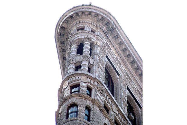Close-up view of the Flatiron building ‘prow’ showing its Renaissance ...